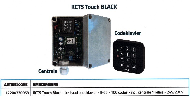 Aleco - KCTS touch black - bedraad codeklavier - IP65 - 100 codes ...